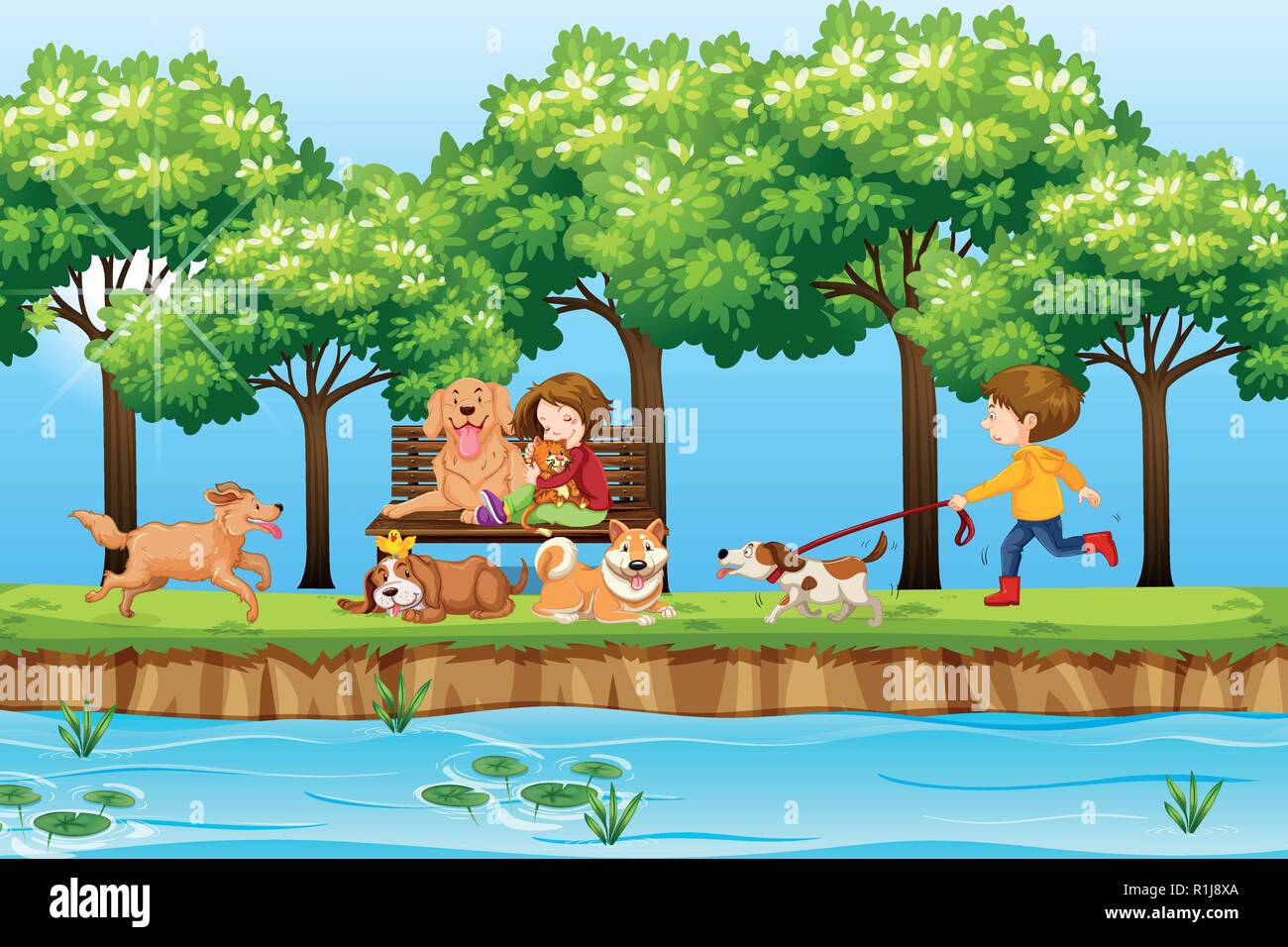 Cute outdoor dogs Stock Vector Images - Alamy
