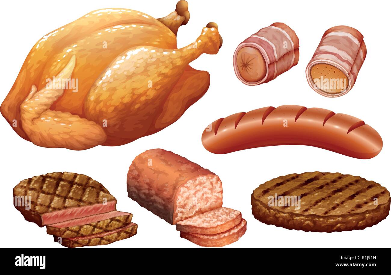 Set of meat on white background illustration Stock Vector Image & Art ...