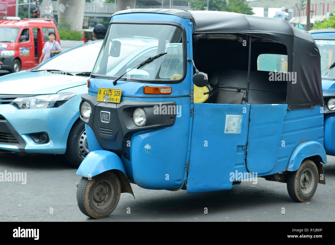 Tuk-tuk or Bajaj, one of transportation moda in Jakarta Stock Photo - Alamy