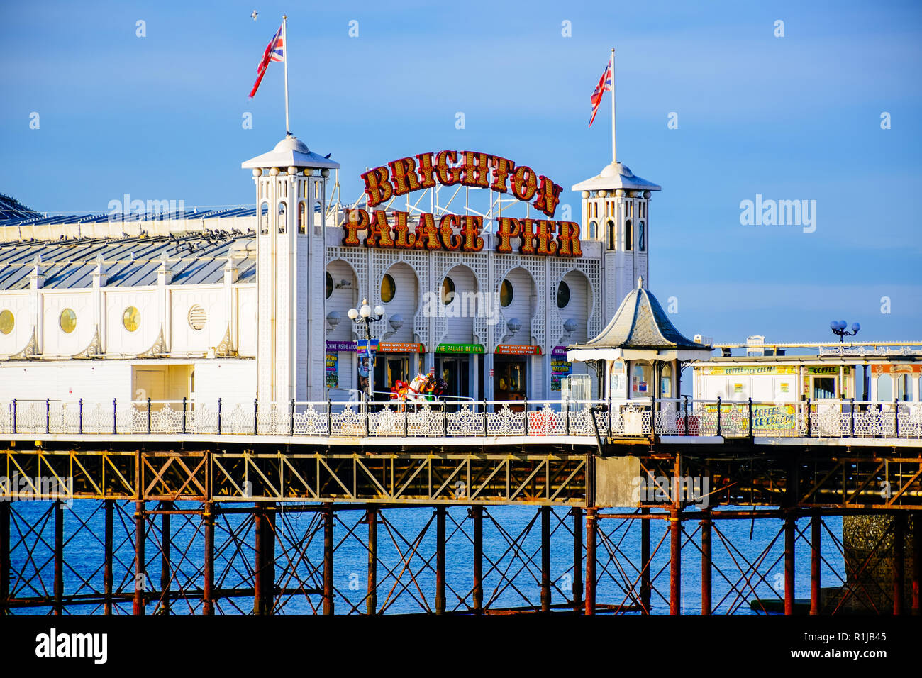 Scenic view of Brighton Palace Pier, one of the most popular tourist ...