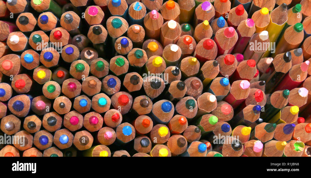 amazing background of colorful wooden crayons of various colors Stock ...