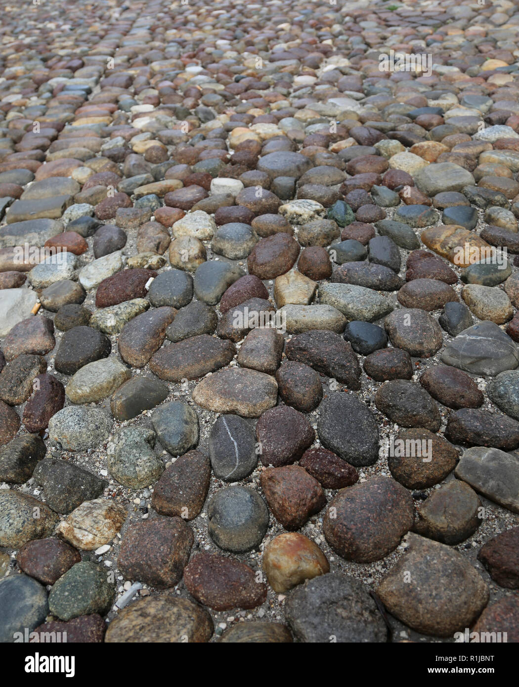 cobblestone street in the historic center of an Italian city Stock ...