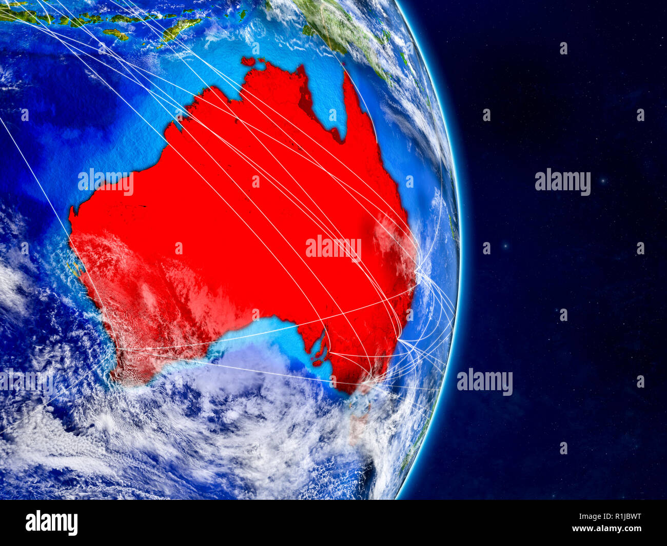 Australia on planet Earth with networks. Extremely detailed planet ...