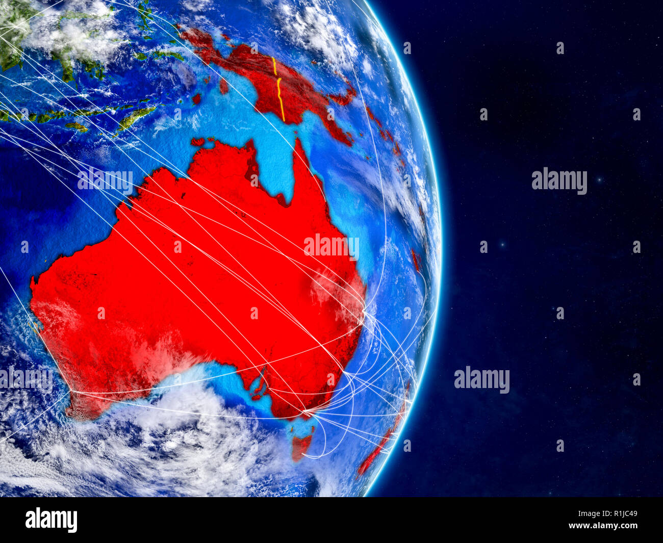 Australia on planet Earth with networks. Extremely detailed planet ...