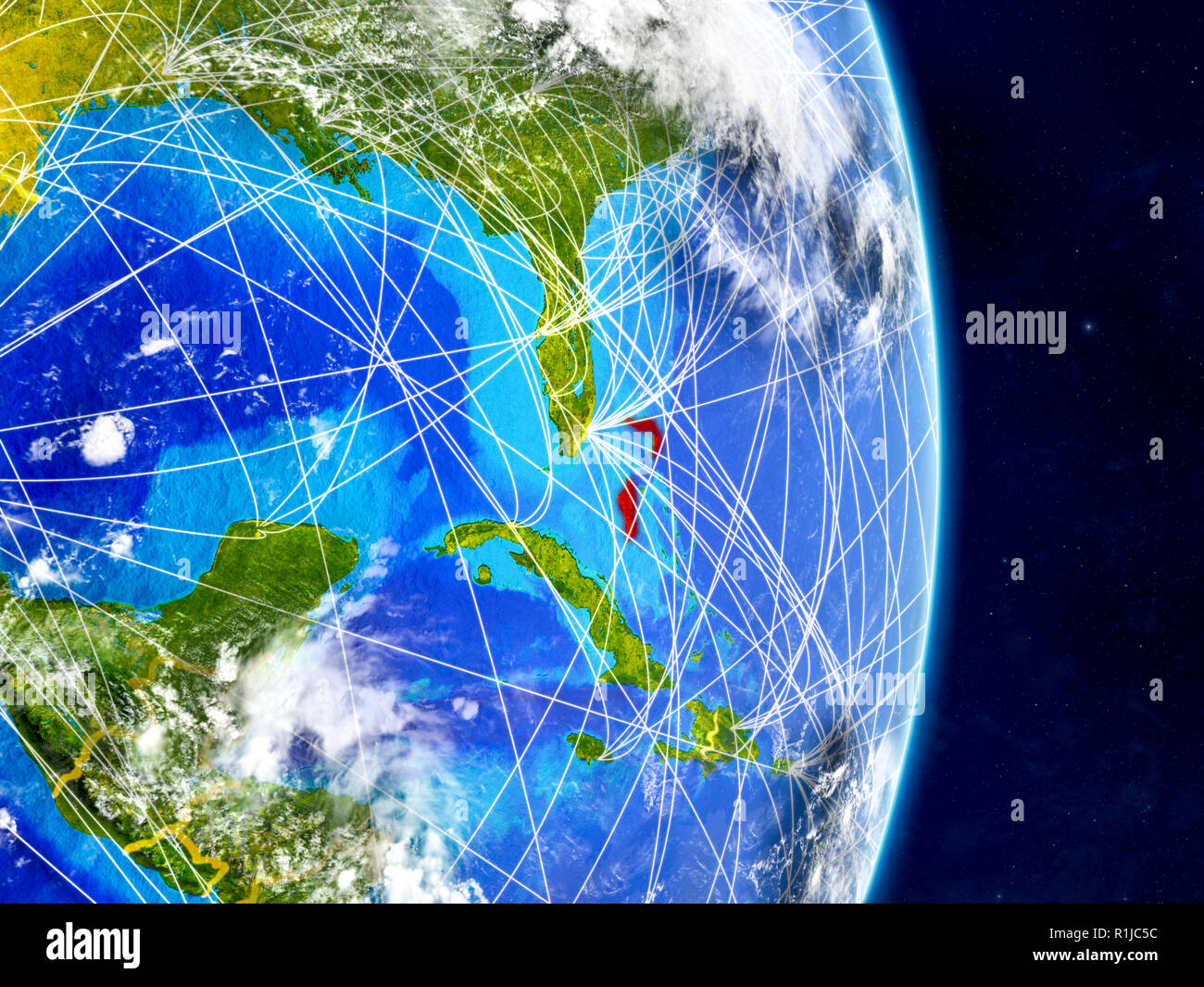 Bahamas on planet Earth with networks. Extremely detailed planet ...