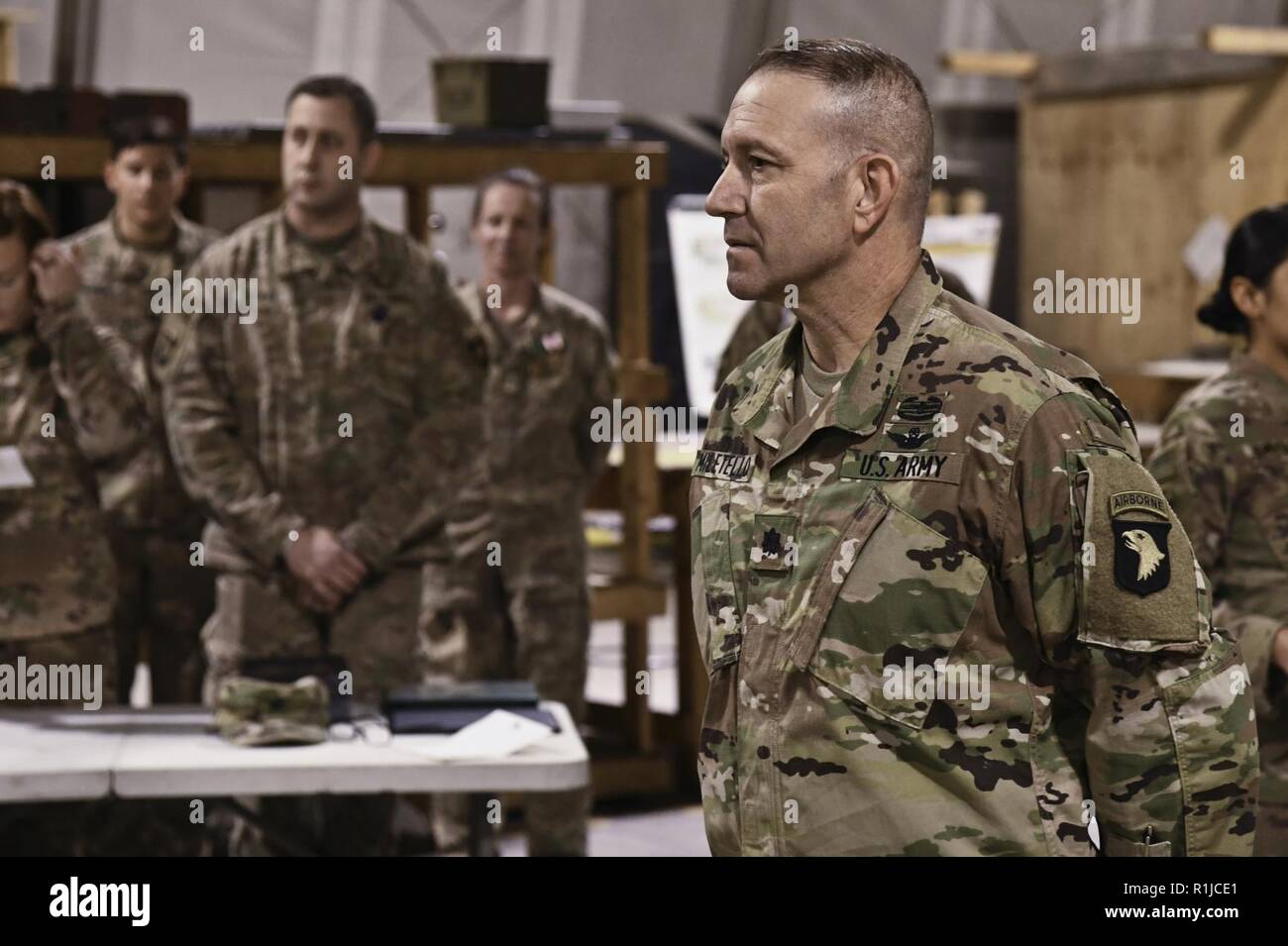U.S. Army Lt. Col. Chris Miletello awaits to be promoted at Bagram ...