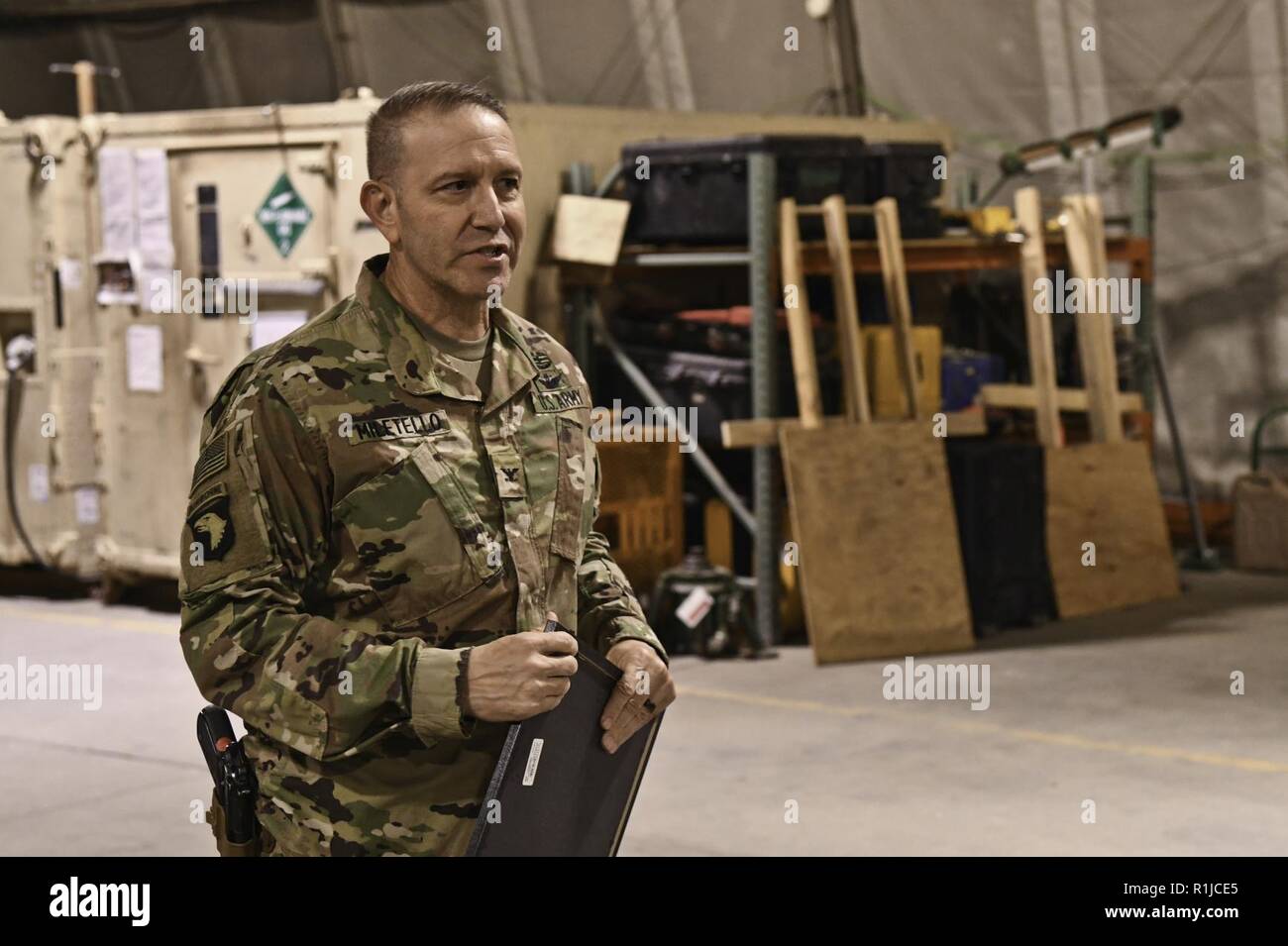 U.S. Army newly promoted Col. Chris Miletello delivers a speech at ...