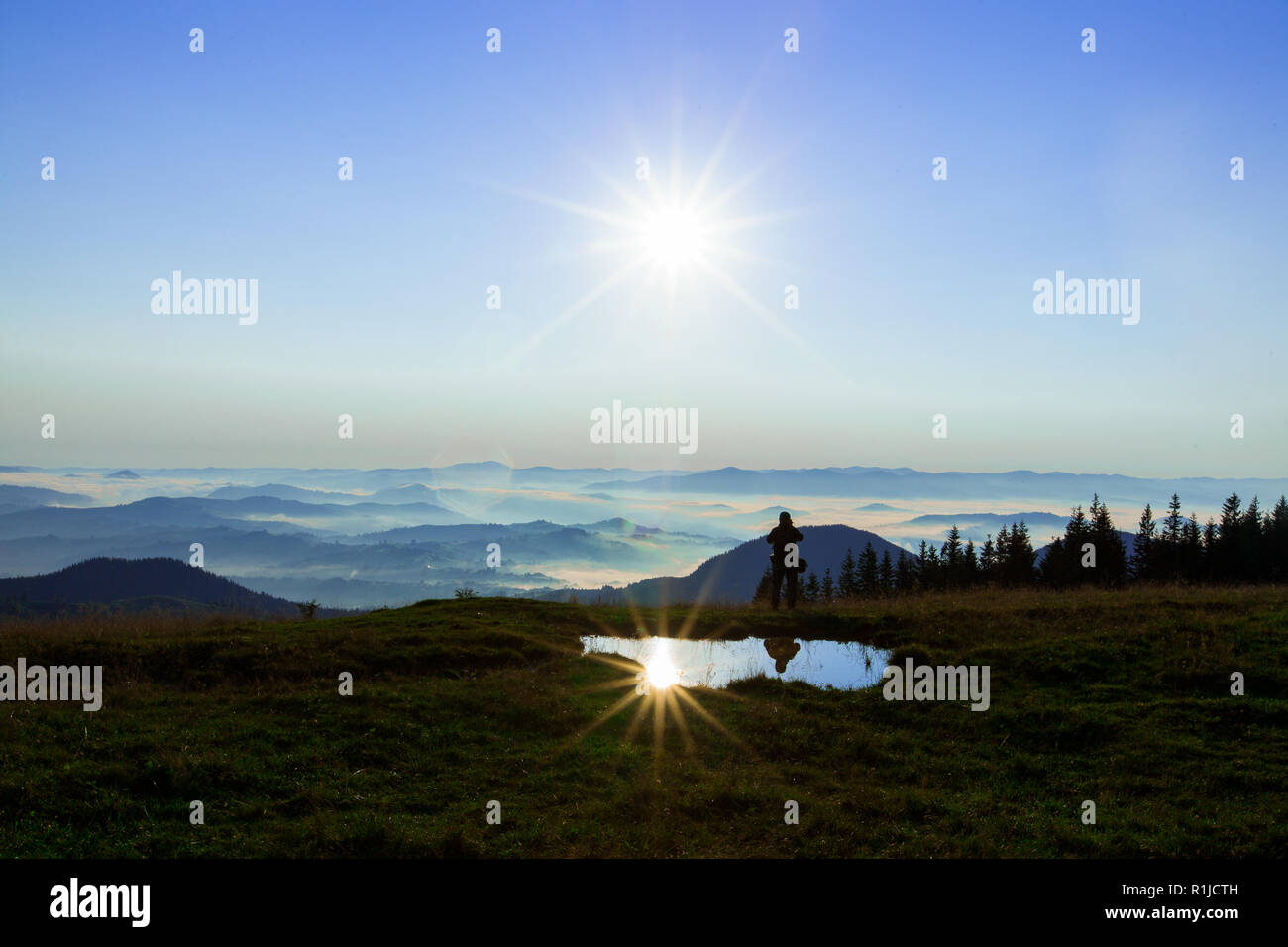 person is almost on the horizon at the point of separation of the earth ...