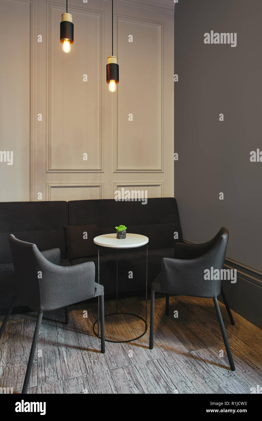 Illuminated cafe interior hi-res stock photography and images - Alamy