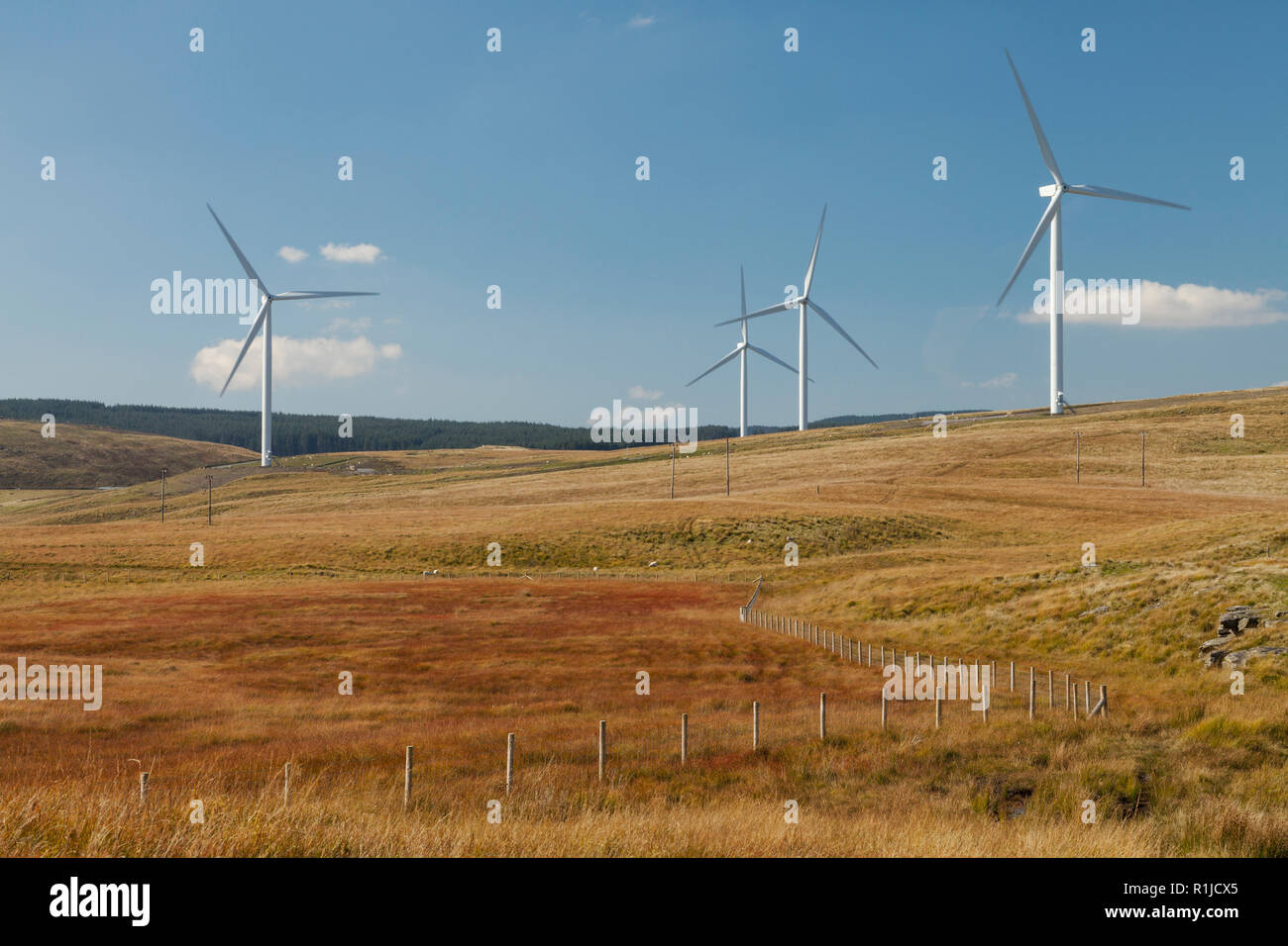 Wind turbines above Cynon Valley, Hirwaun, Rhondda Cynon Taf, South ...