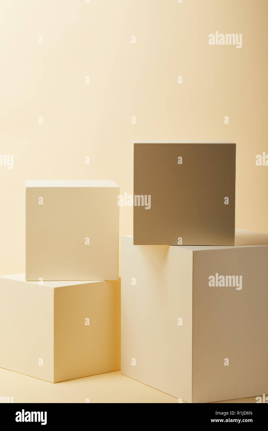 composition of beige cubes in various sizes Stock Photo - Alamy