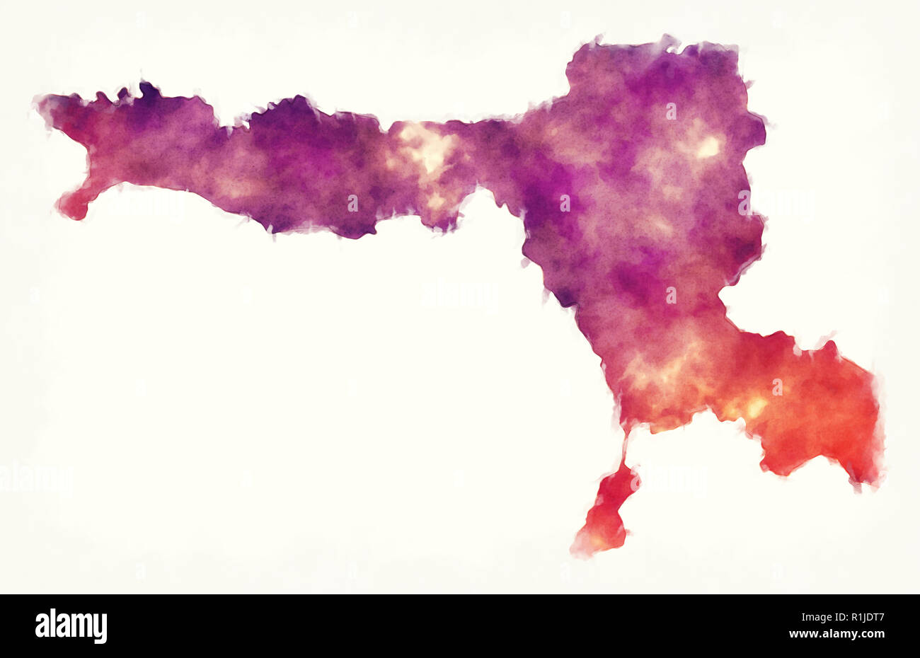 Lefkosa district watercolor map of Northern Cyprus illustration Stock ...