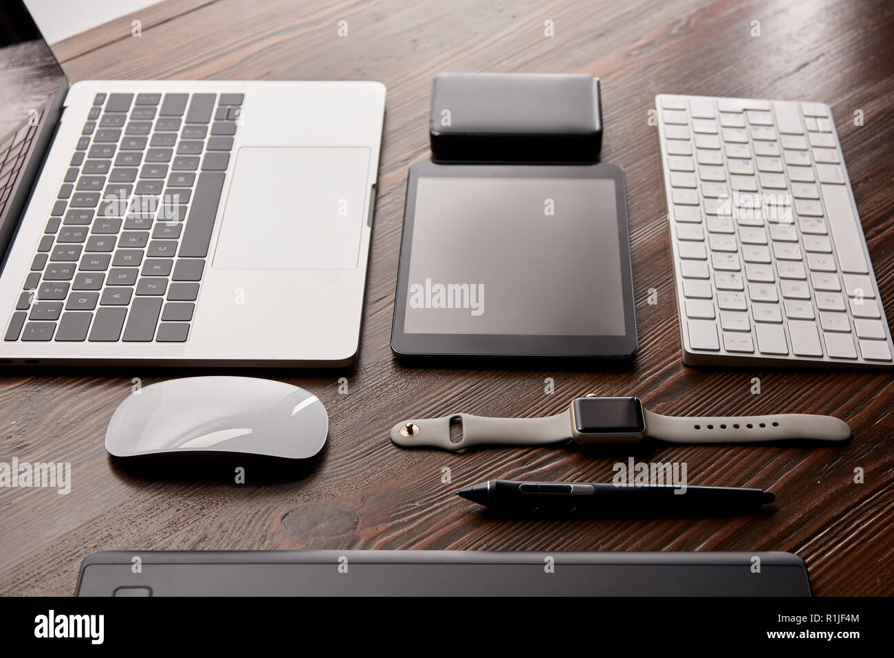 Desk computer various digital gadgets hi-res stock photography and ...