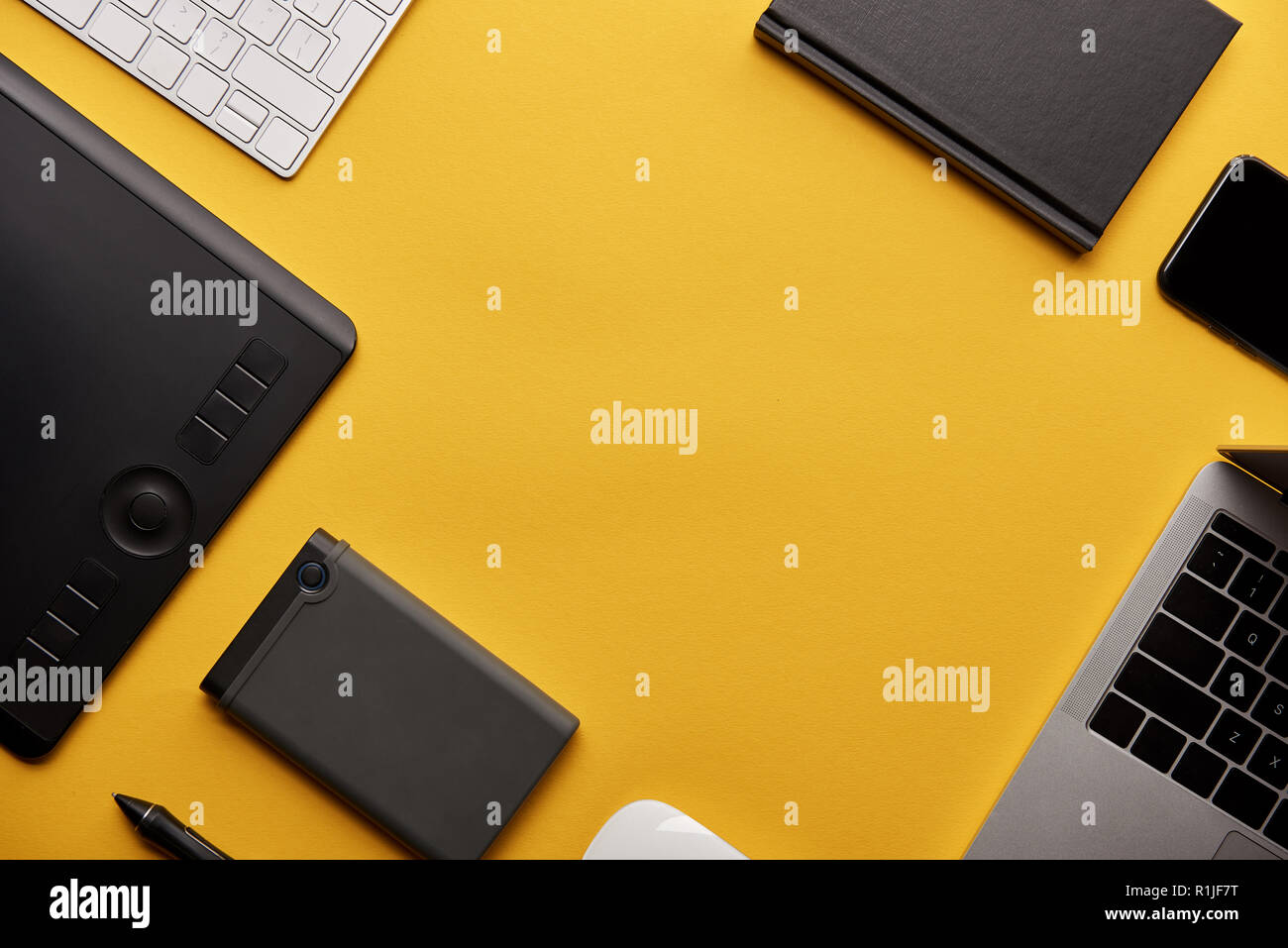 Desk computer various digital gadgets hi-res stock photography and ...