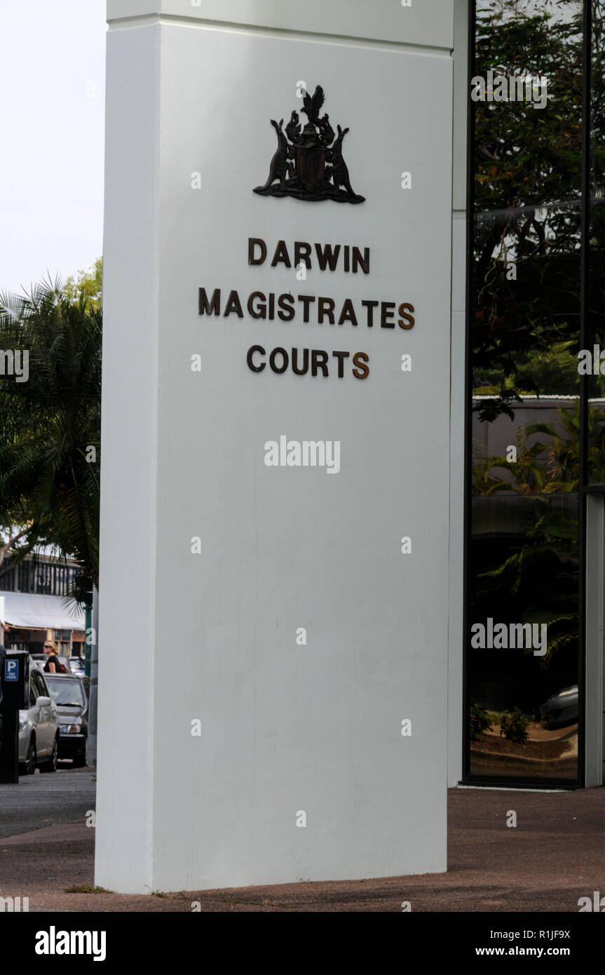 A large sign for Darwin Magistrates Courts in Darwin, Northern ...