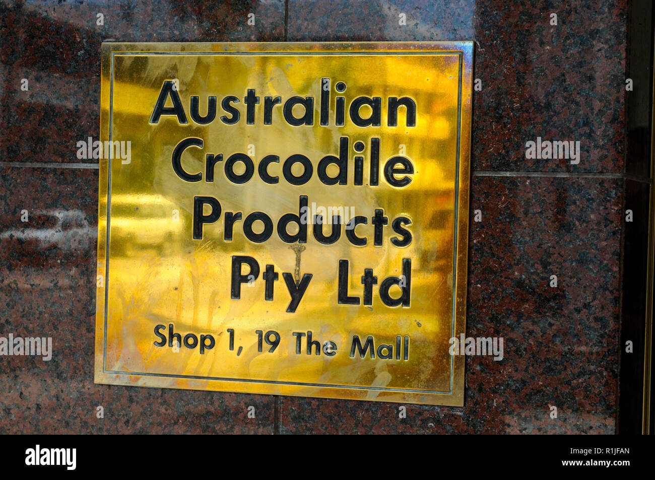 A wall sign of the Australian Crocodile Products Office in The Mall ...