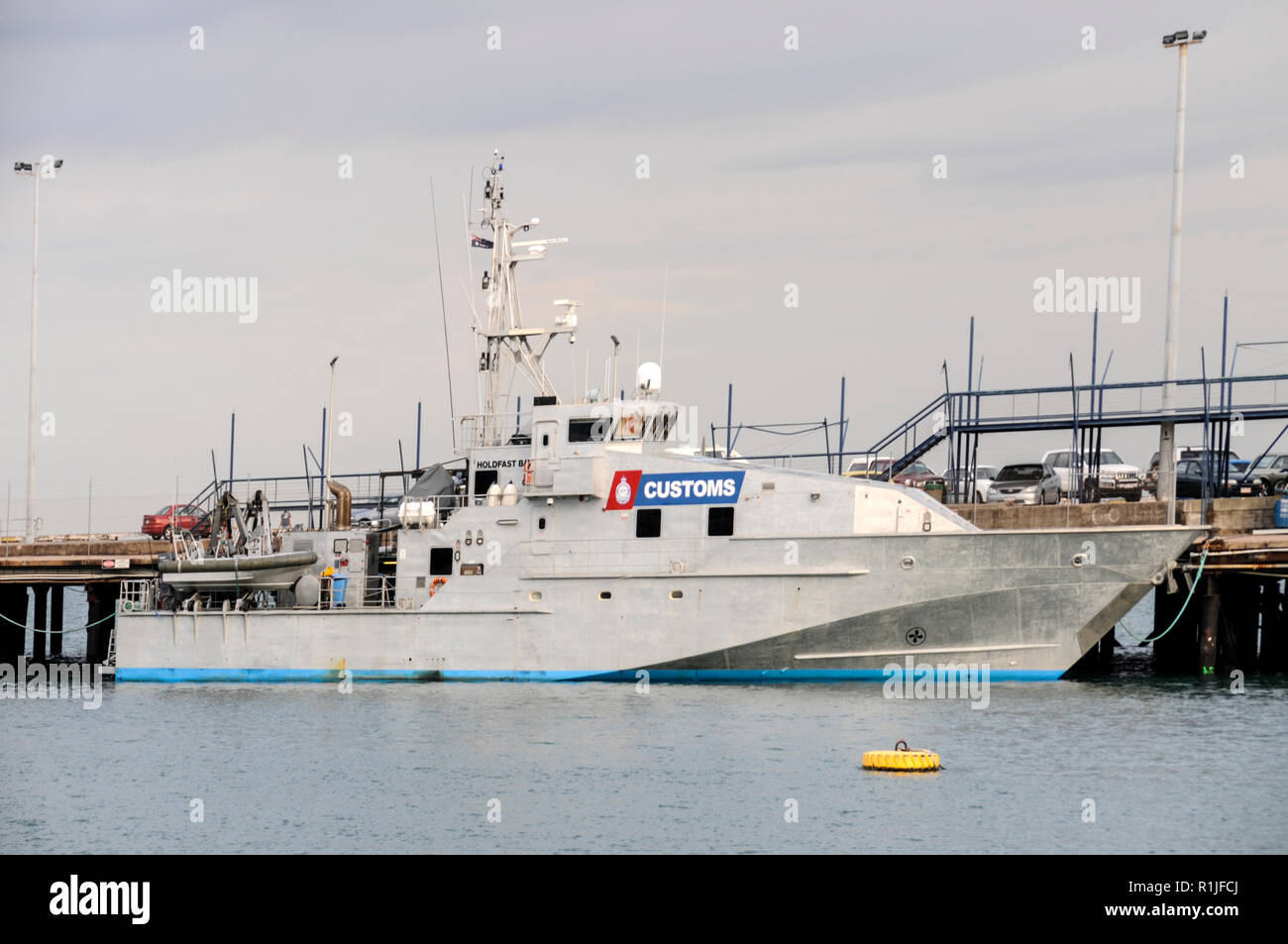 An Australian Customs boat moored in Darwin Harbour, Australia Stock ...