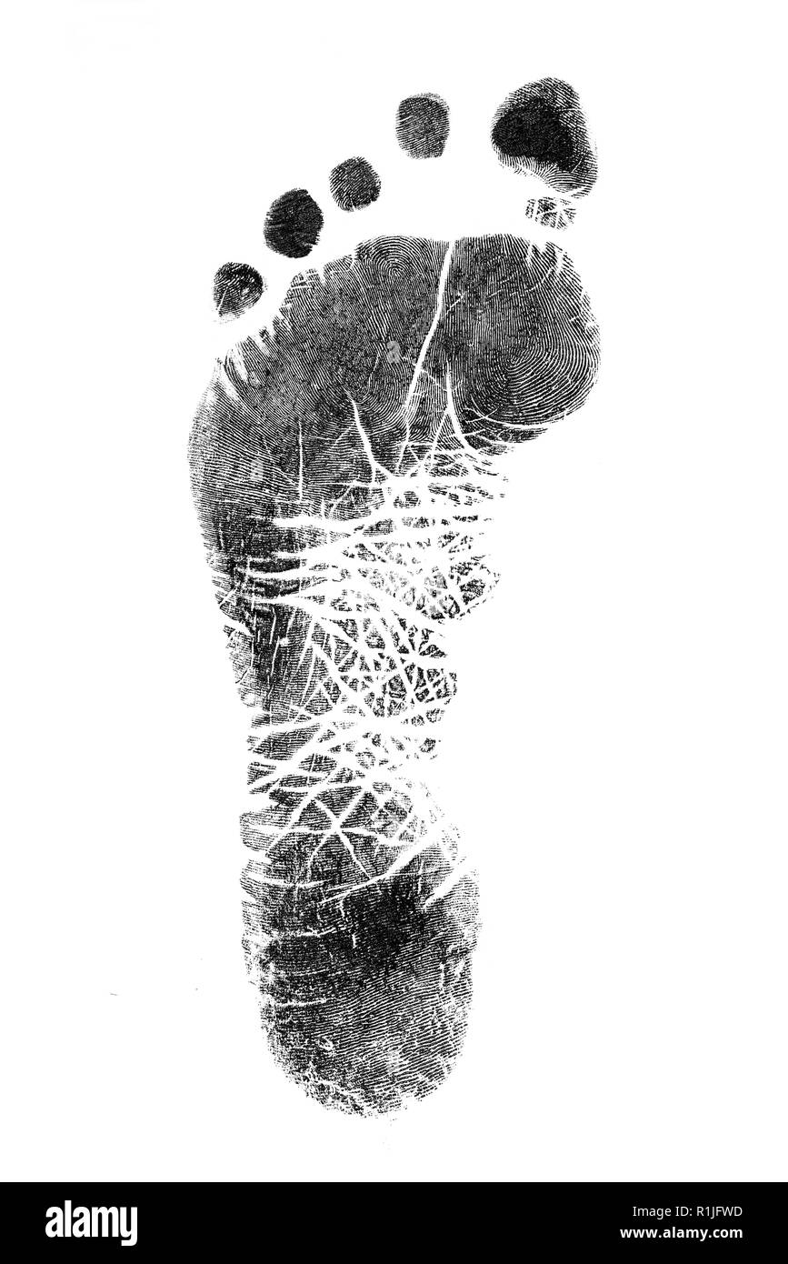 Black prints of feet on transparent paper. Black footprint. Isolated on ...
