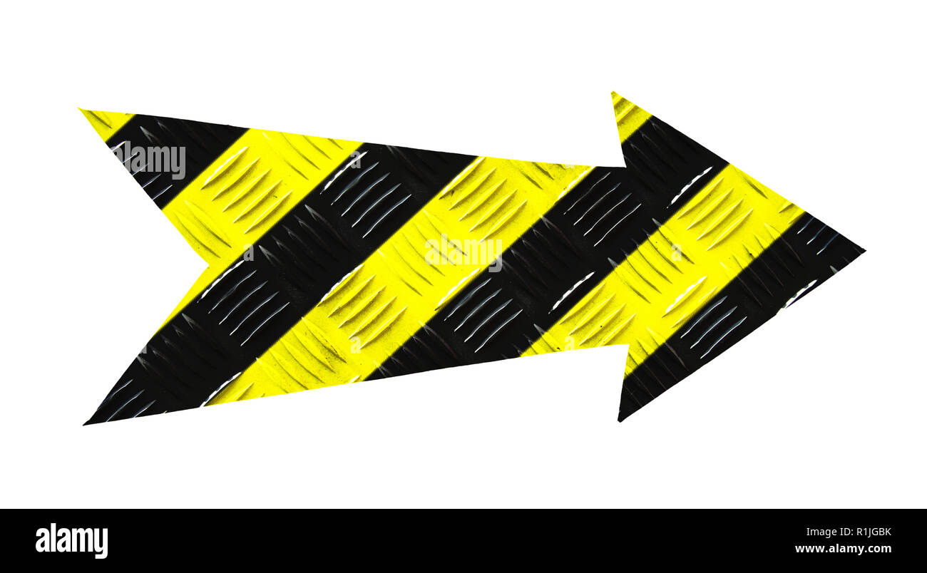 Yellow and black stripes danger warning pattern metallic iron direction ...
