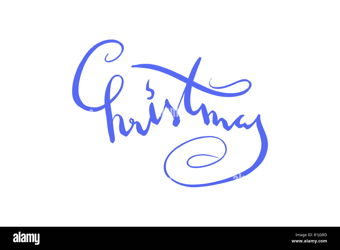 Christmas elegant blue lettering isolated on white background Stock ...