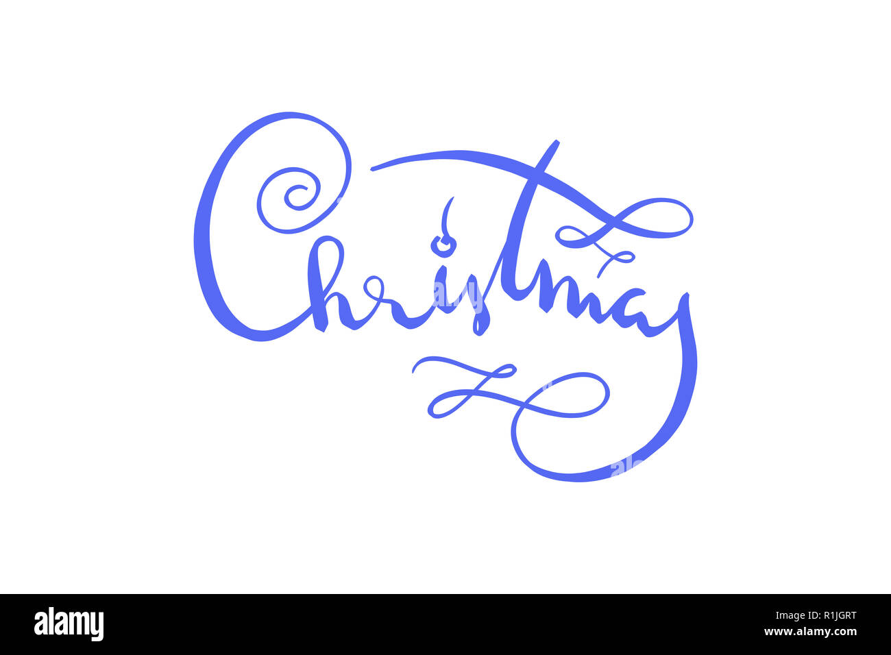 Christmas elegant blue lettering isolated on white background Stock ...