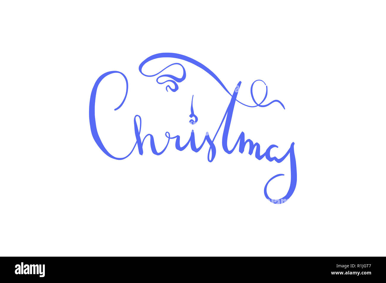 Christmas elegant blue lettering isolated on white background Stock ...