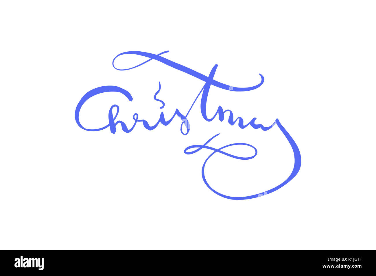 Christmas elegant blue lettering isolated on white background Stock ...