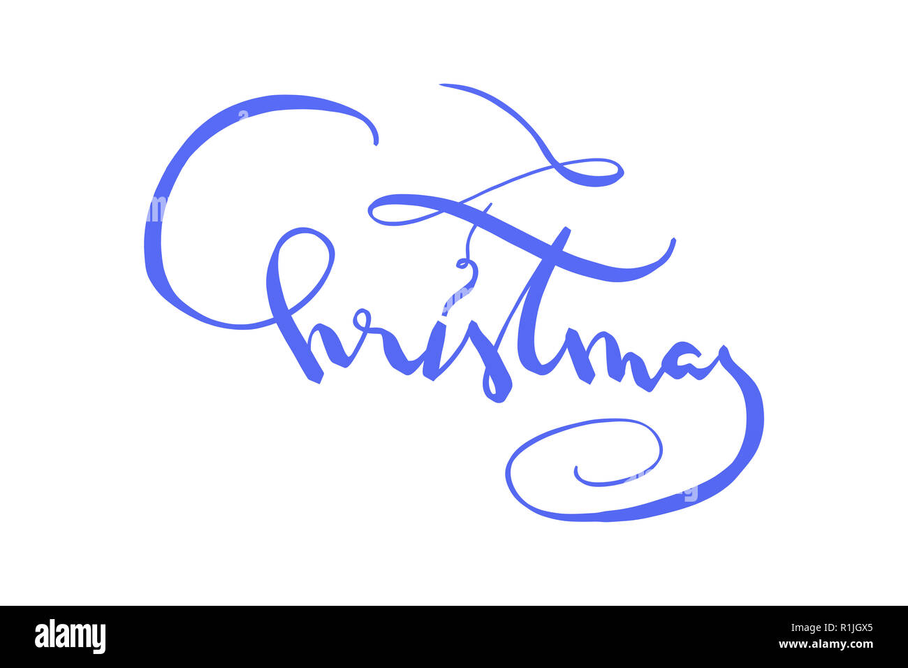 Christmas elegant blue lettering isolated on white background Stock ...