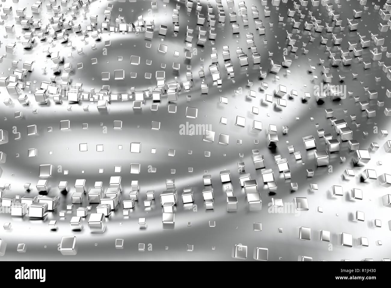 Silver or white gold platinum blocks cubes over wave background ...