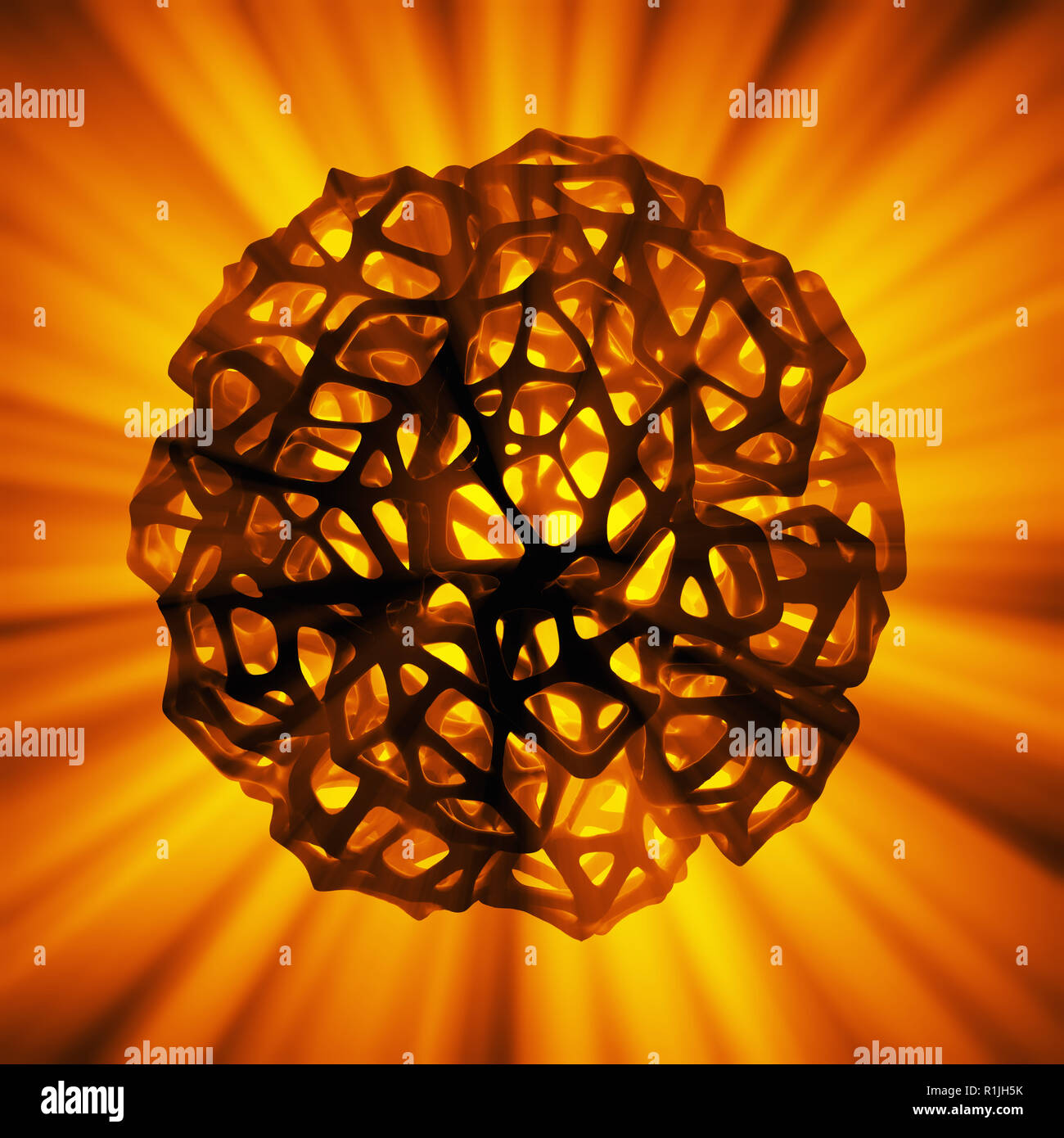 Abstract 3d rendering concept of high poly sphere with chaotic mesh ...