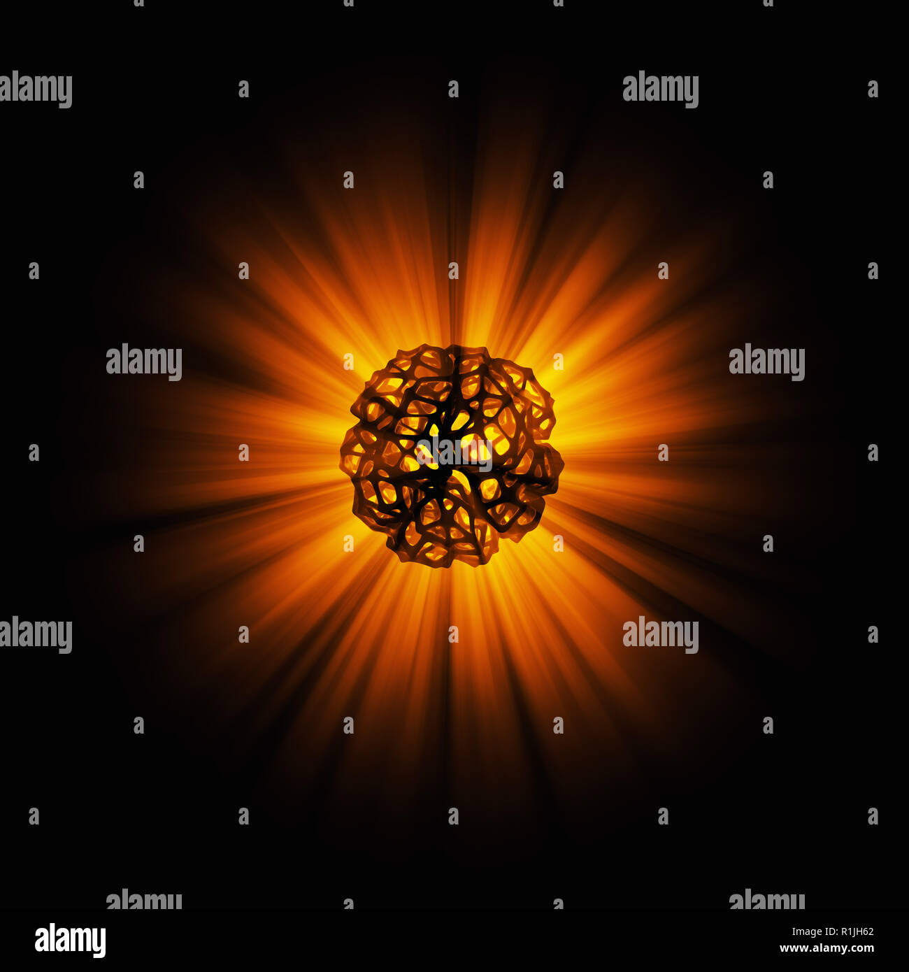 Abstract 3d rendering concept of high poly sphere with chaotic mesh ...