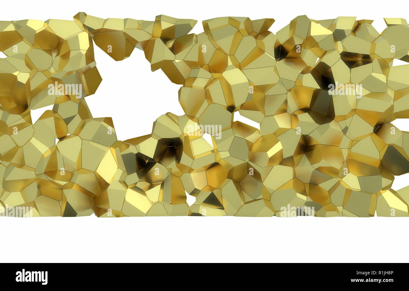3d render, golden modern shattered wall texture, random clusters ...