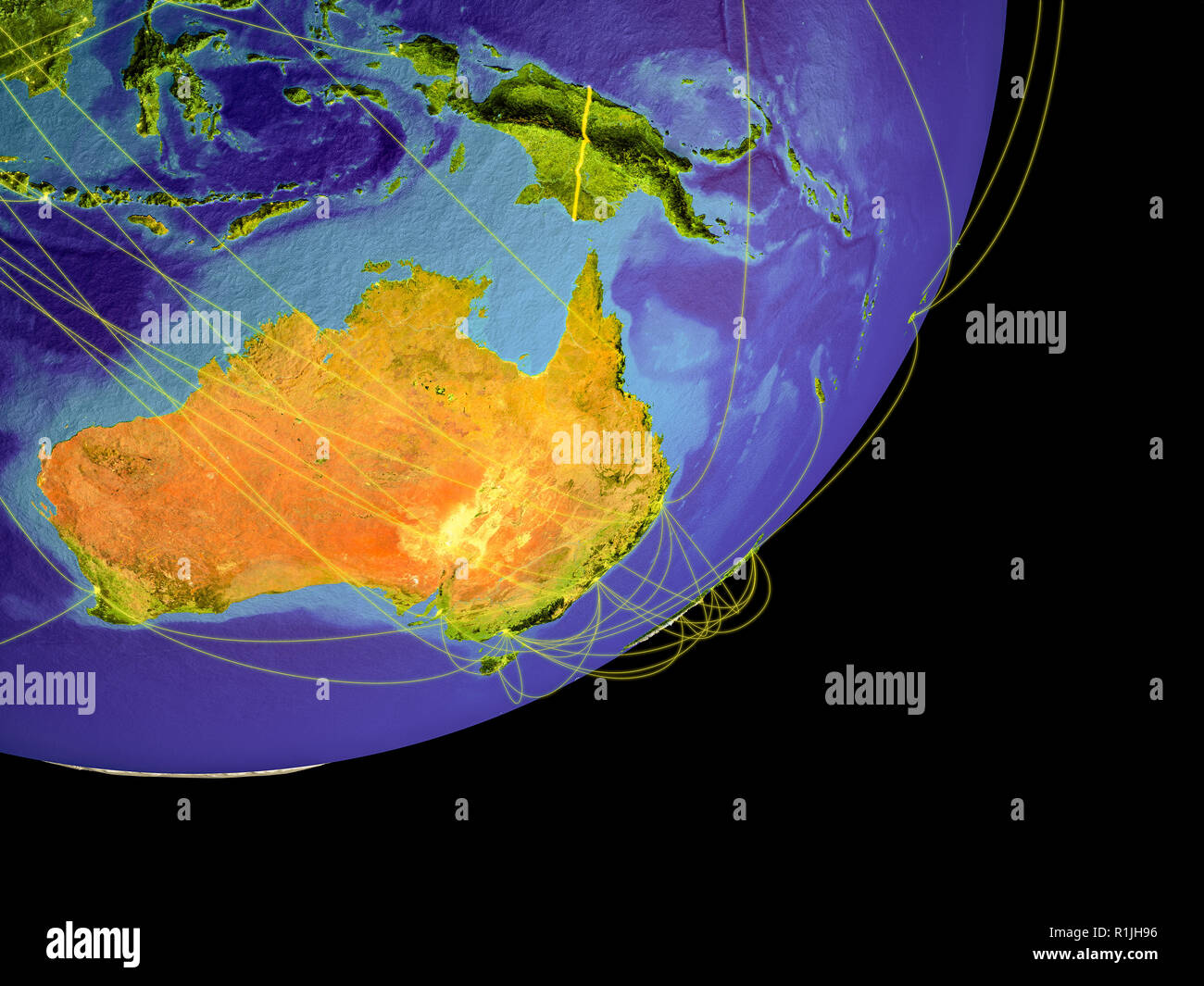 Australia from space on planet Earth with country borders and ...