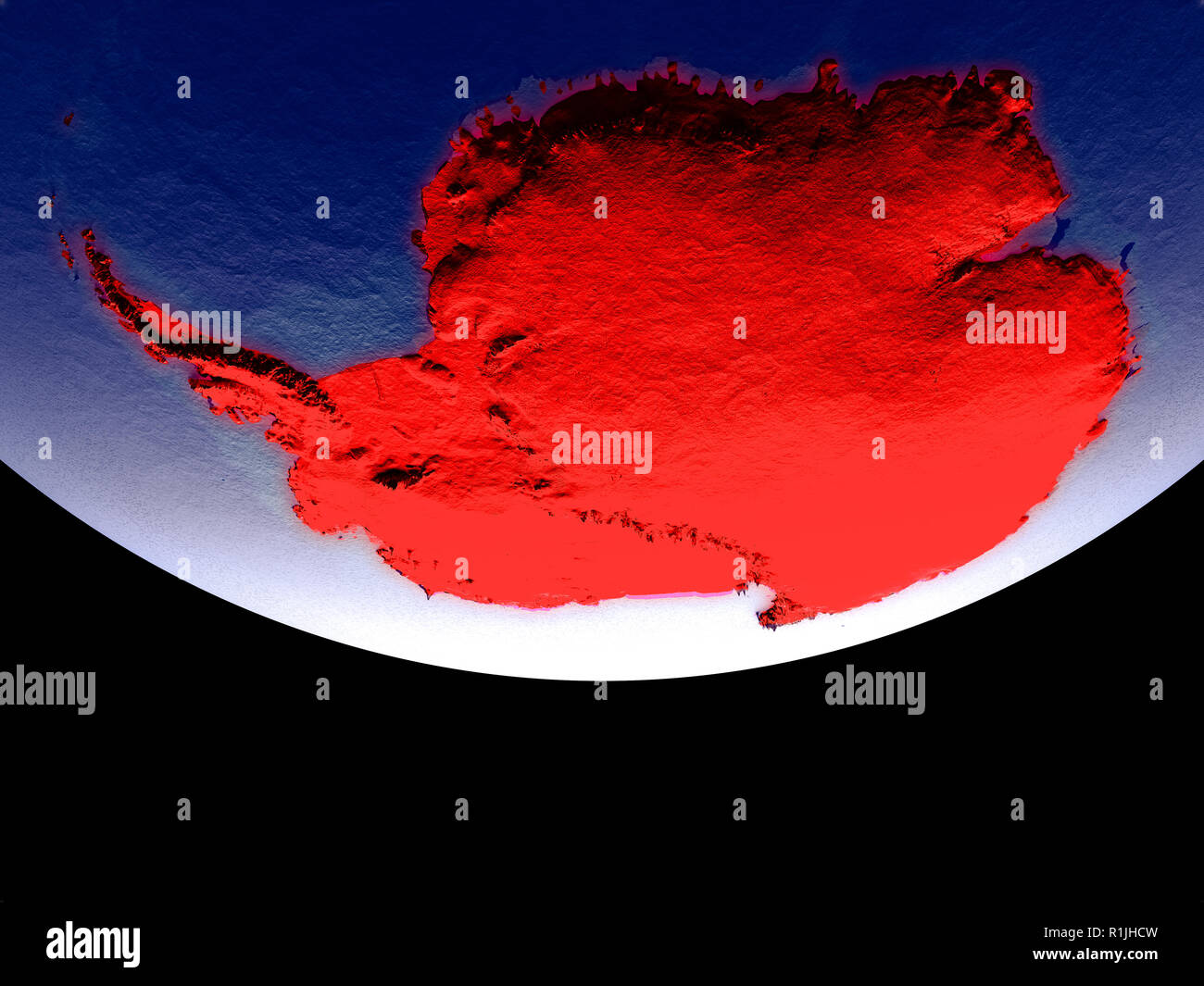 Satellite view of Antarctica from space at night. Beautifully detailed ...
