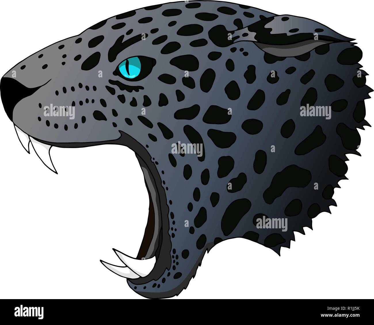 Vector angry panther, cougar portrait. Jaguar predator head colorful ...