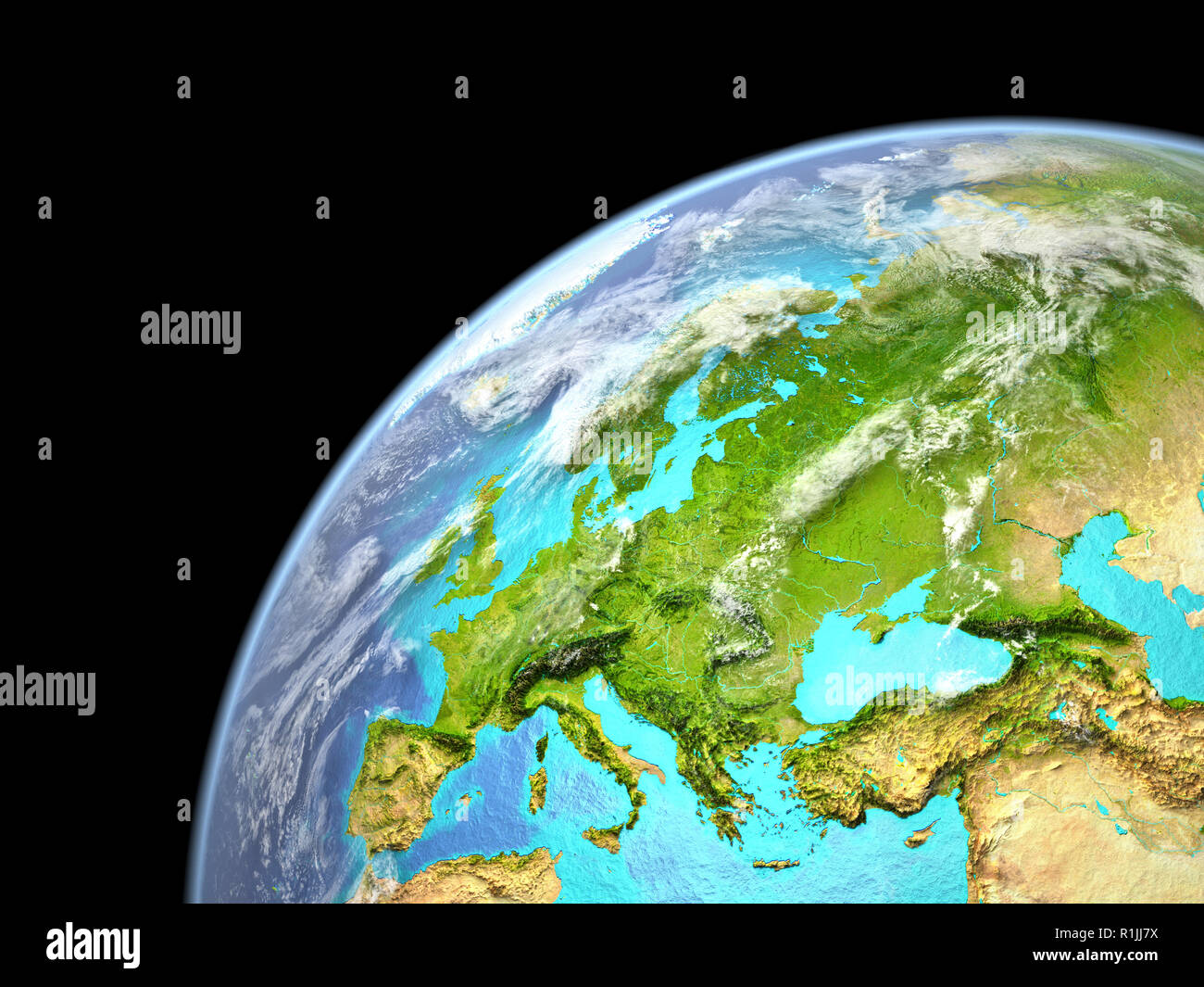 Europe on Earth from space. Very fine detail of planet surface ...