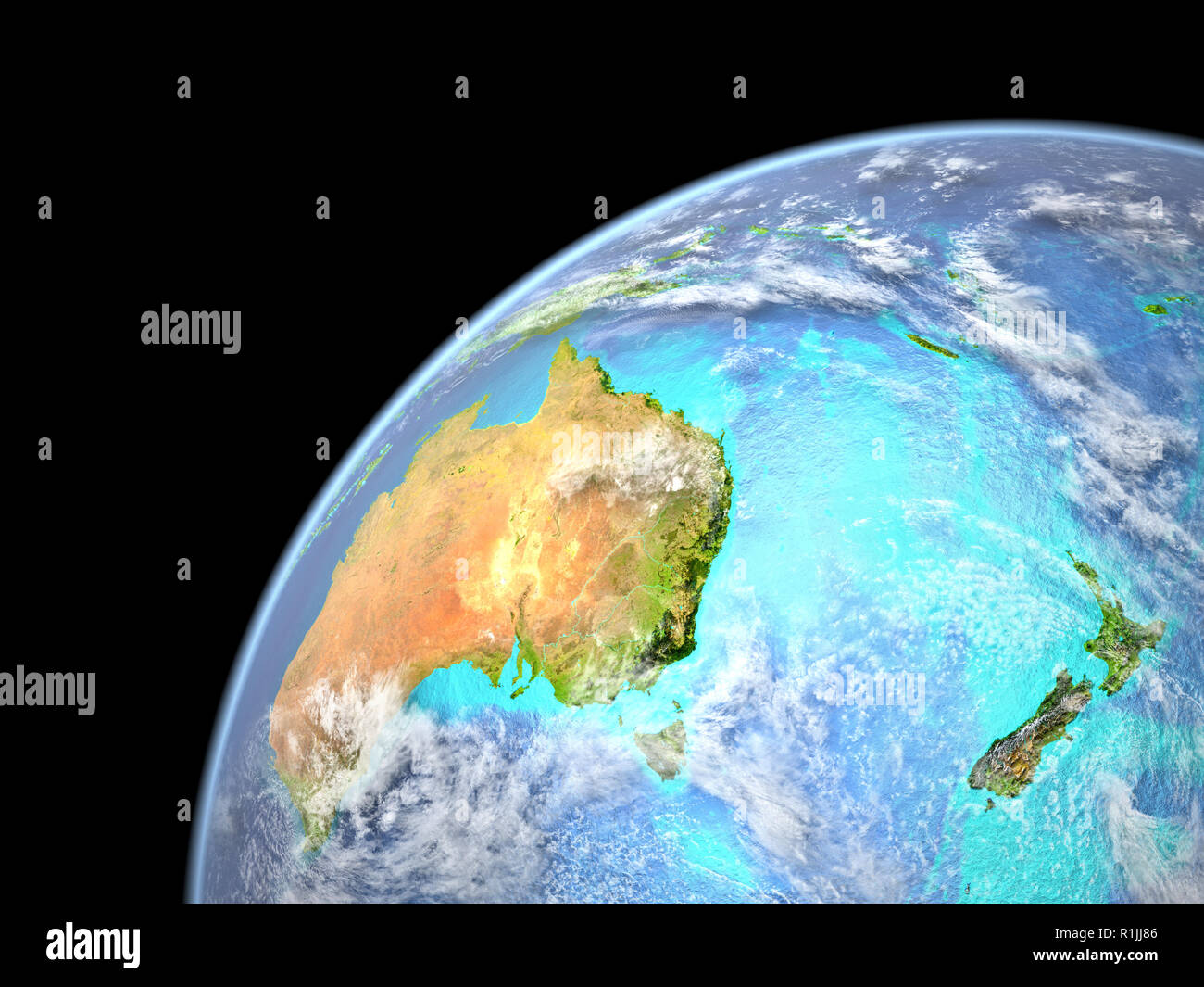 Australia on Earth from space. Very fine detail of planet surface ...