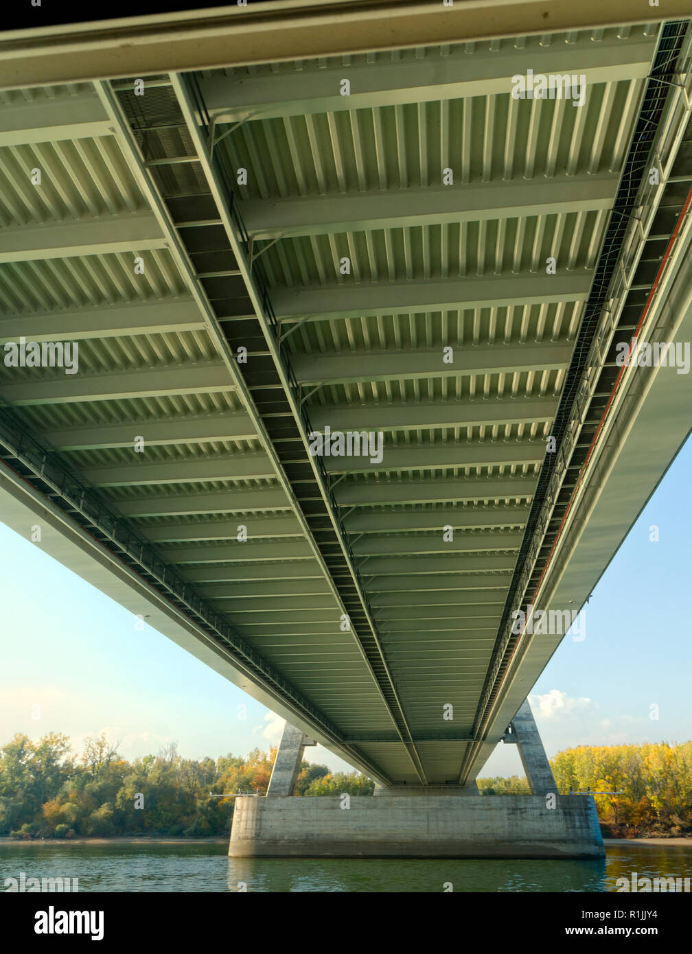 Motorway M0 bridge over the River Danube on the northern outskirts of ...