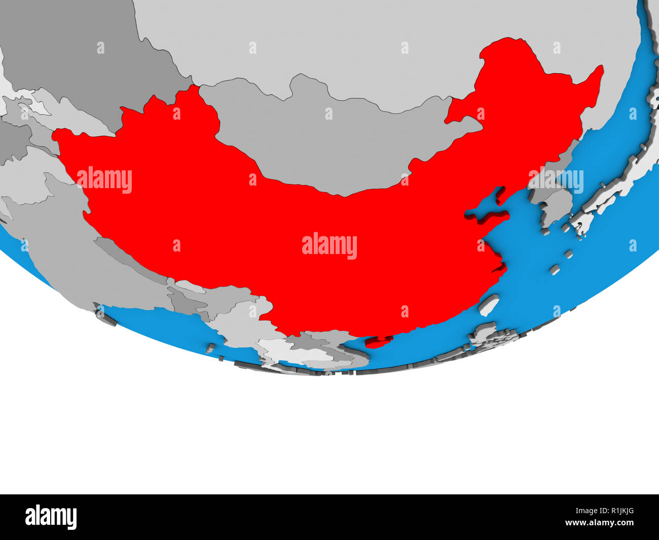 China on simple political 3D globe. 3D illustration Stock Photo - Alamy