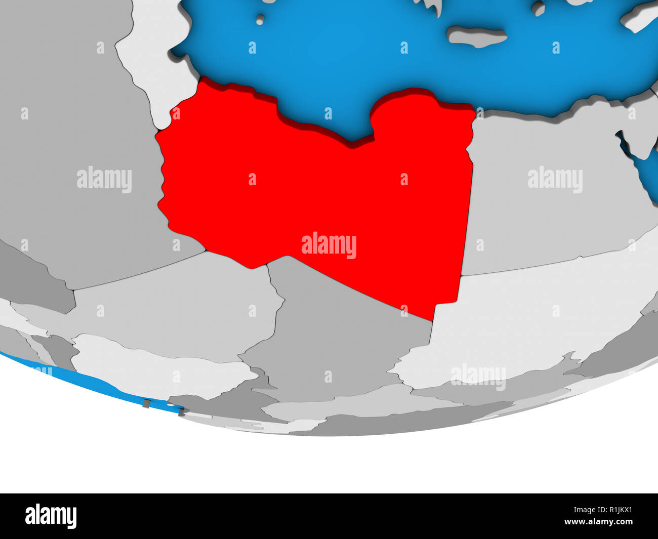 Libya on simple political 3D globe. 3D illustration Stock Photo - Alamy