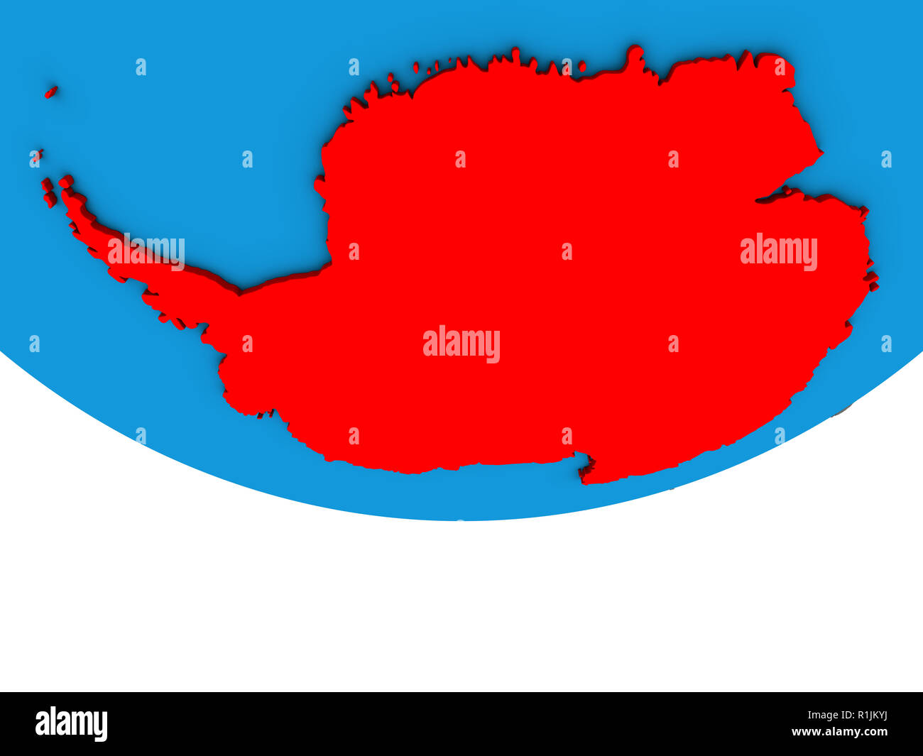 Antarctica on simple political 3D globe. 3D illustration Stock Photo ...