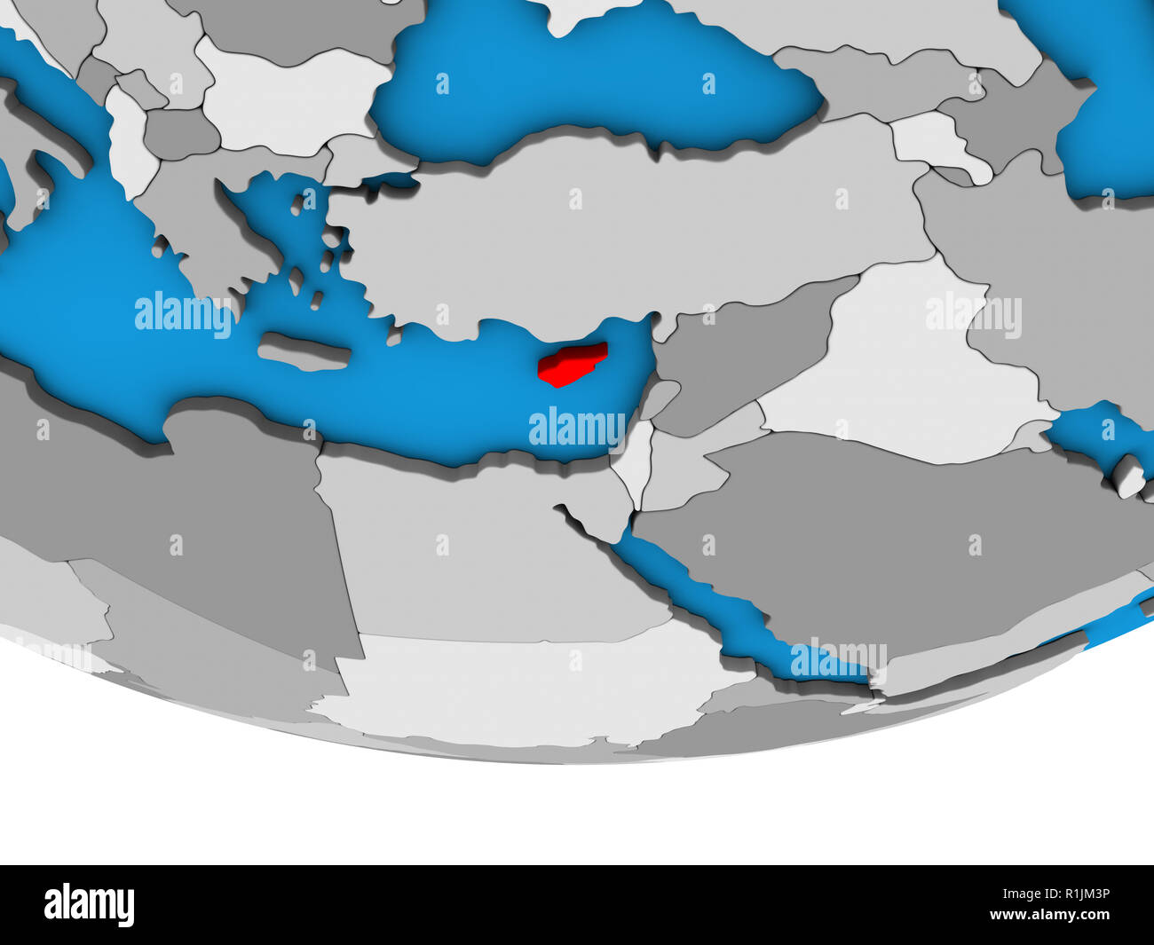 Cyprus on simple political 3D globe. 3D illustration Stock Photo - Alamy