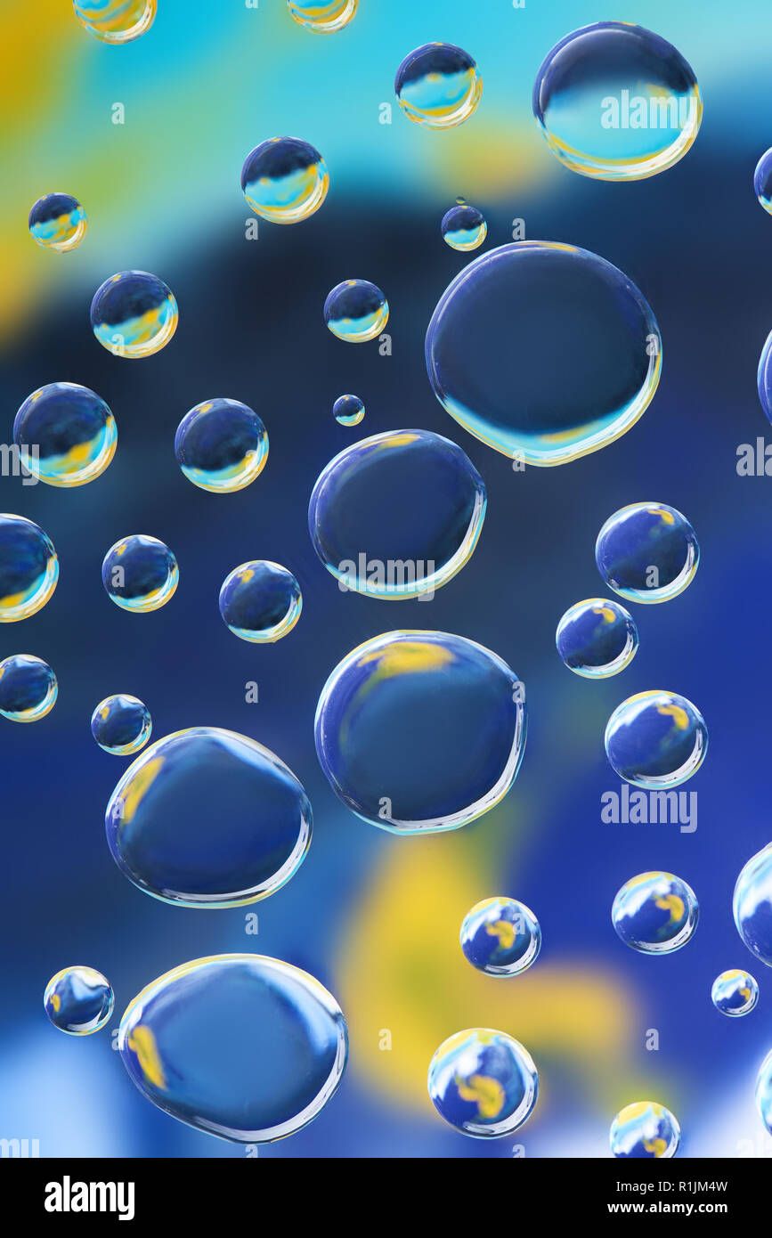 beautiful calm clean water drops on blue abstract background Stock ...