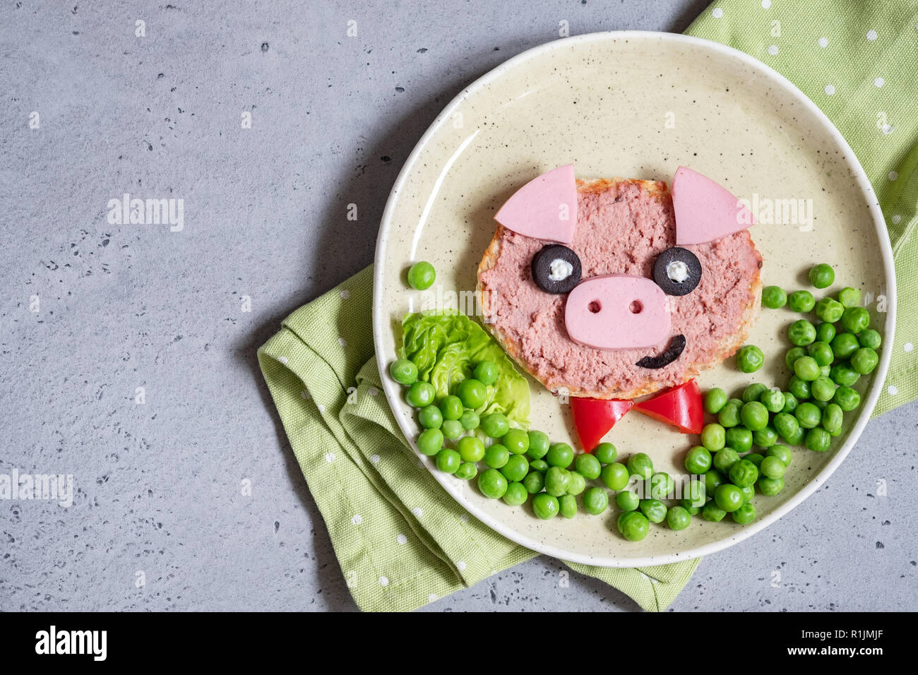 Funny sandwich for kids shaped cute pig Stock Photo - Alamy