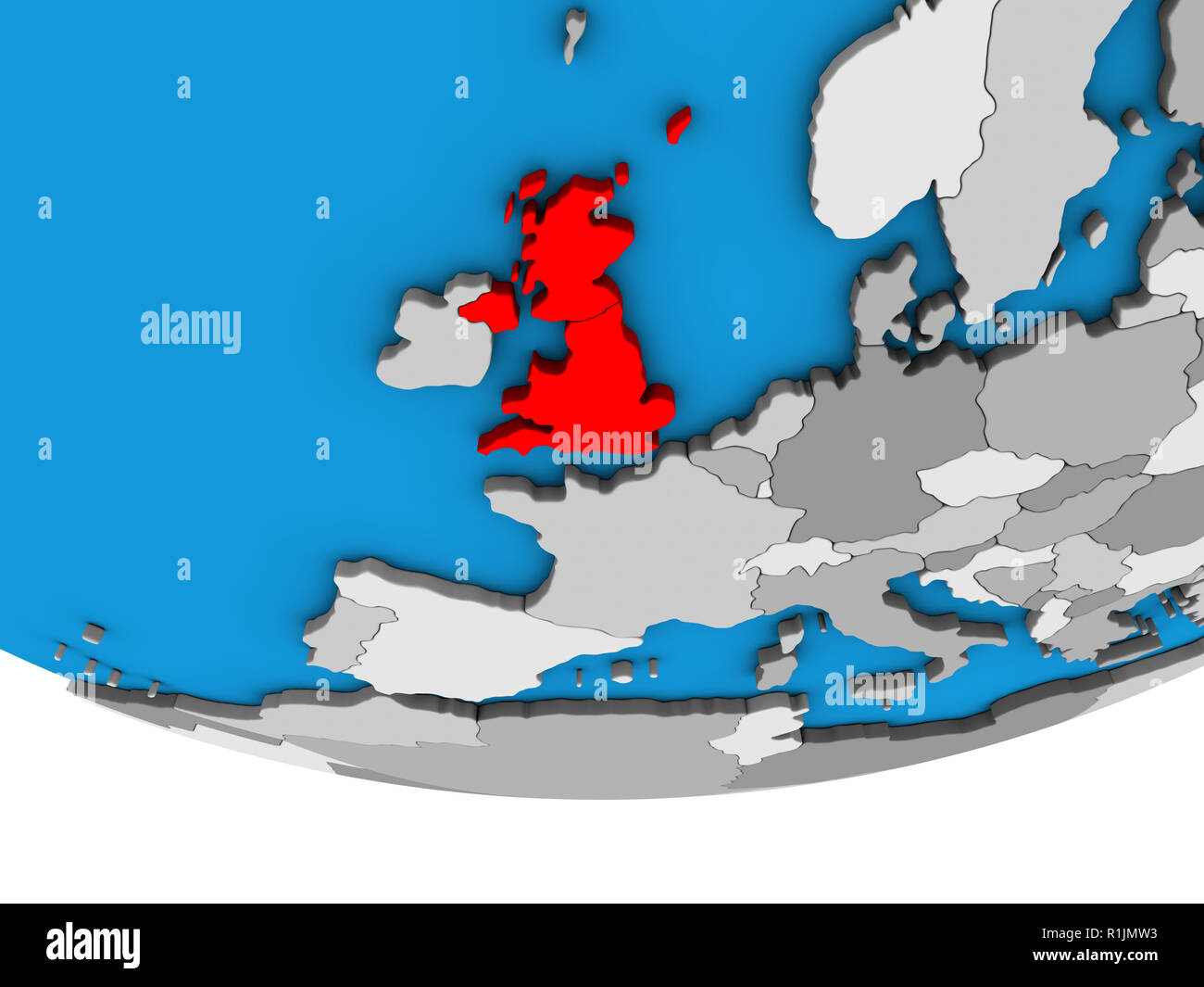 Scotland on simple political 3D globe. 3D illustration Stock Photo - Alamy