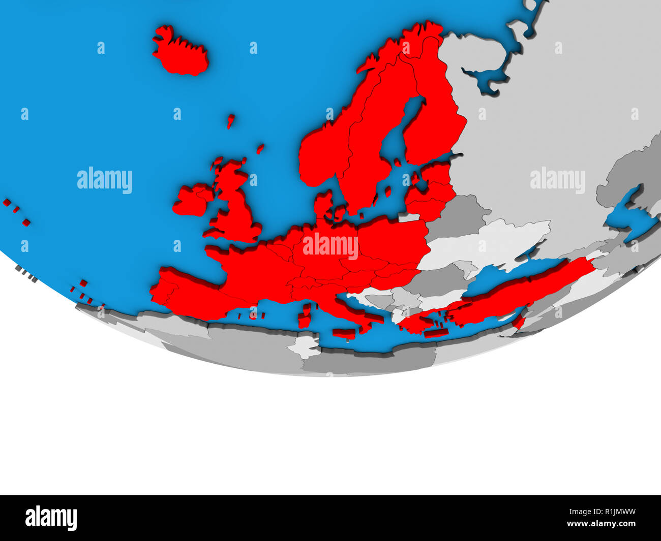OECD European members on simple political 3D globe. 3D illustration ...