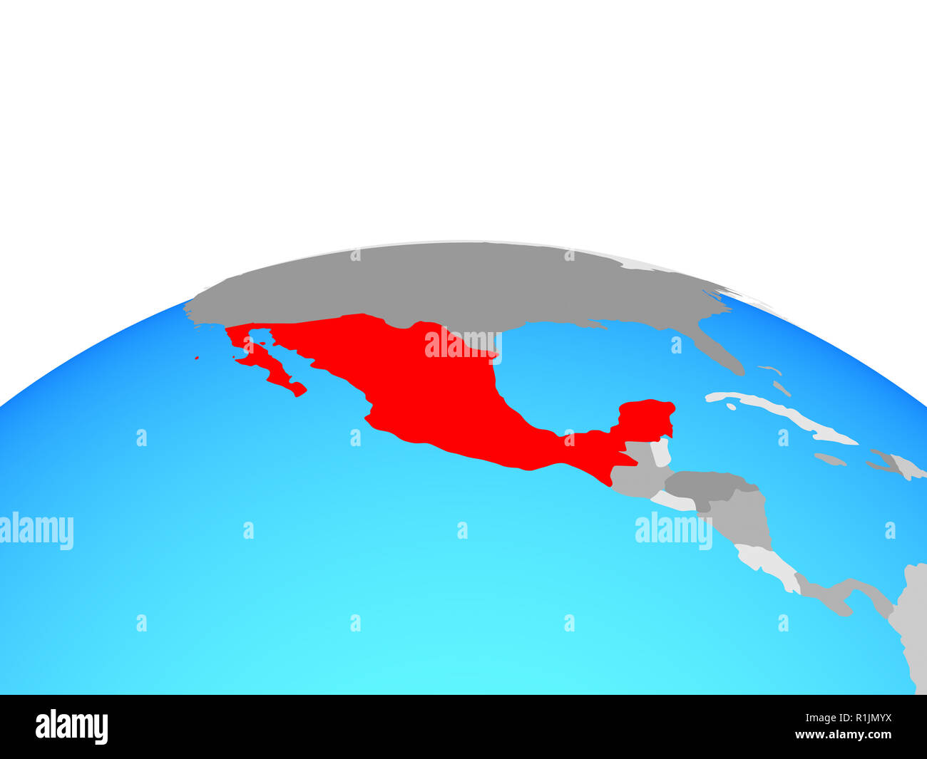 Mexico on political globe. 3D illustration Stock Photo - Alamy