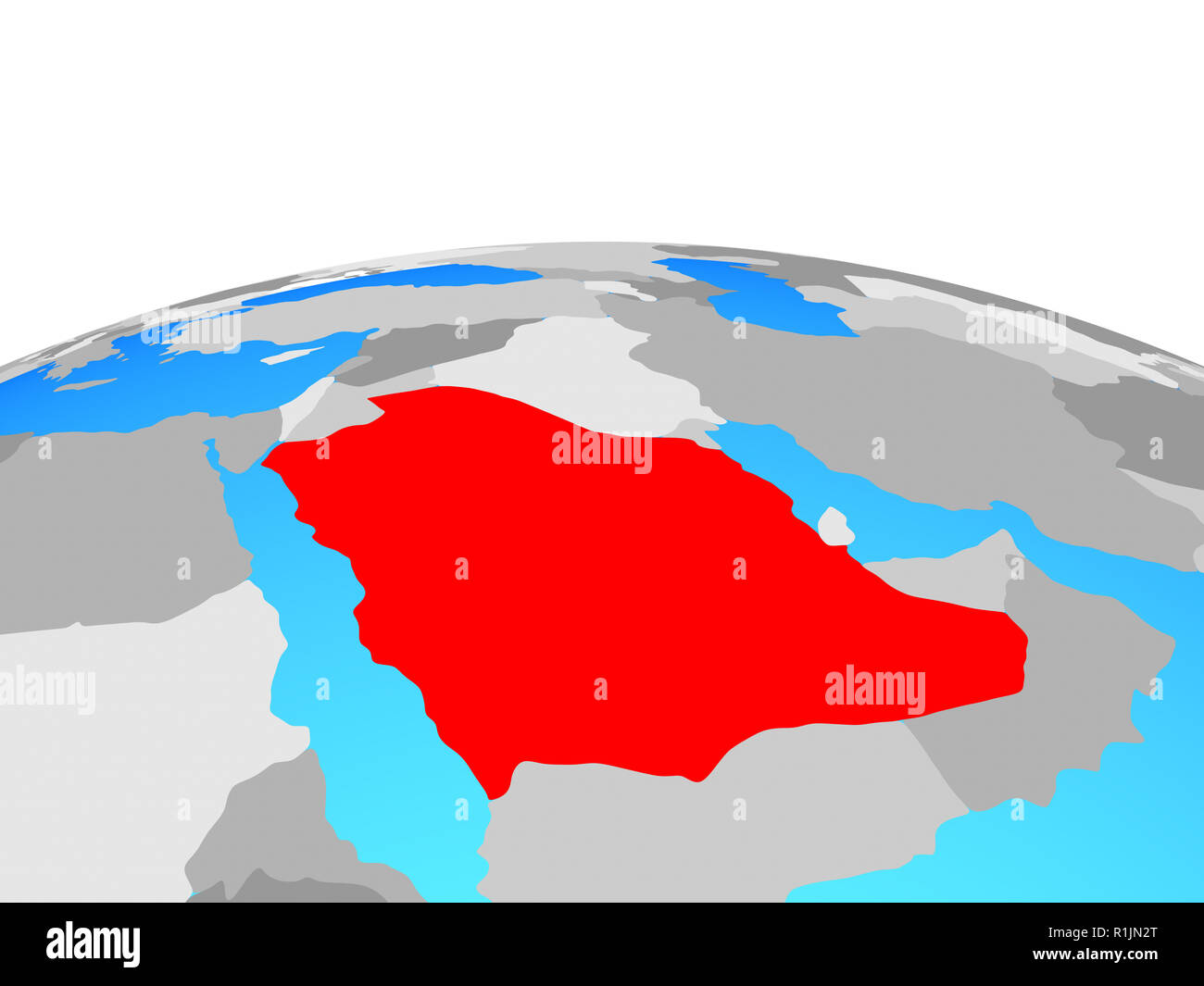 Saudi Arabia on political globe. 3D illustration Stock Photo - Alamy