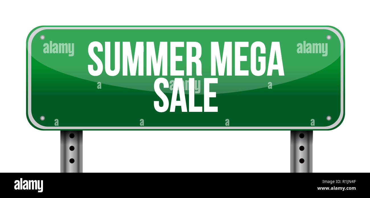 summer mega sale Street sign message concept illustration isolated over ...