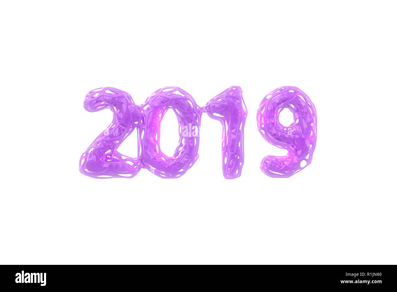 Happy New Year Banner with 2019 Numbers made by pink plastic wire and ...